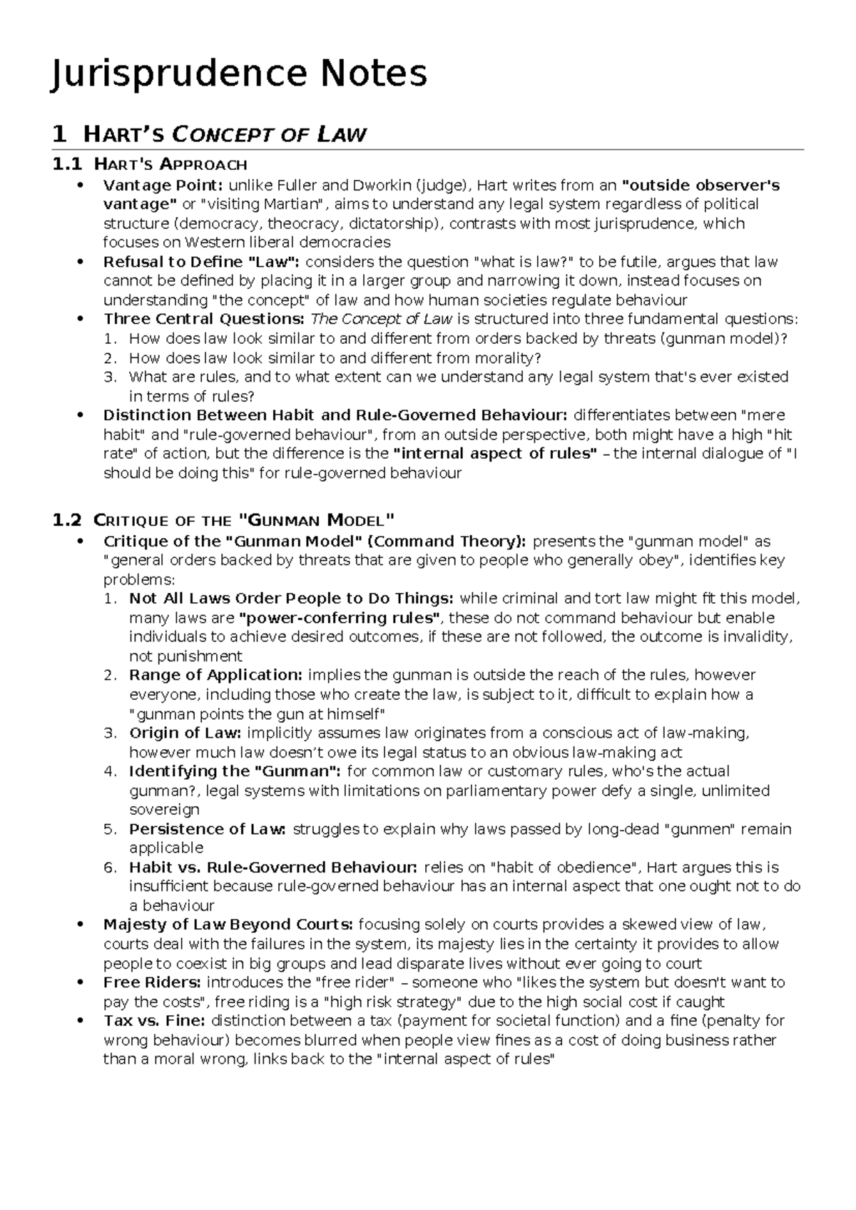 Jurisprudence Notes: Understanding Law and Legal Theories - Studocu