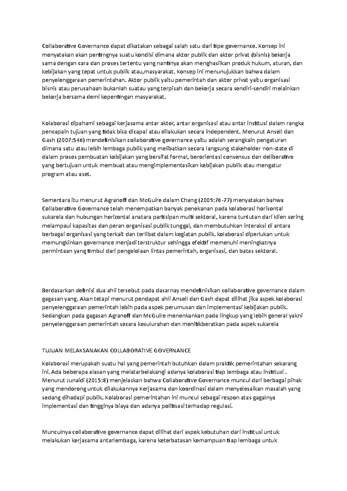 Collaborative governance - Konsep ini menyatakan akan pentingnya suatu ...