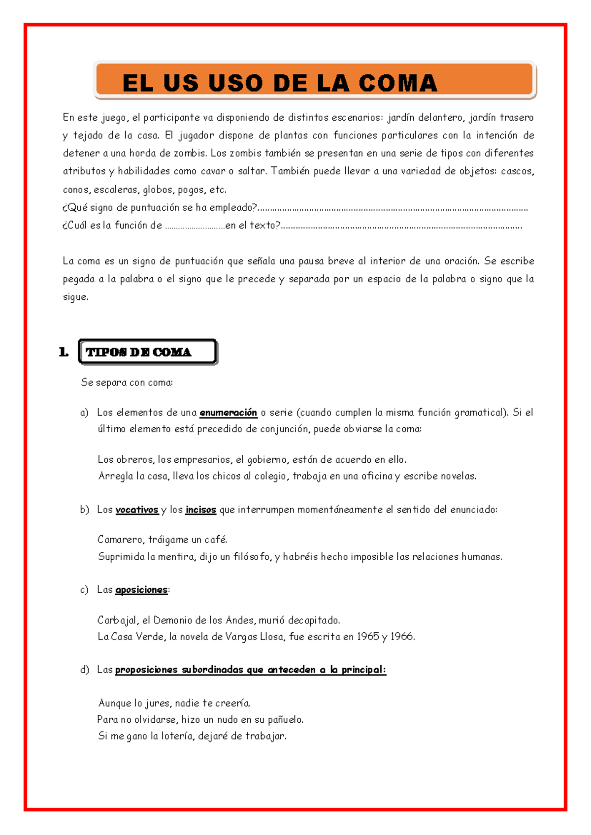 EL USO DE LA COMA - Guía Completa para Estudiantes - Studocu