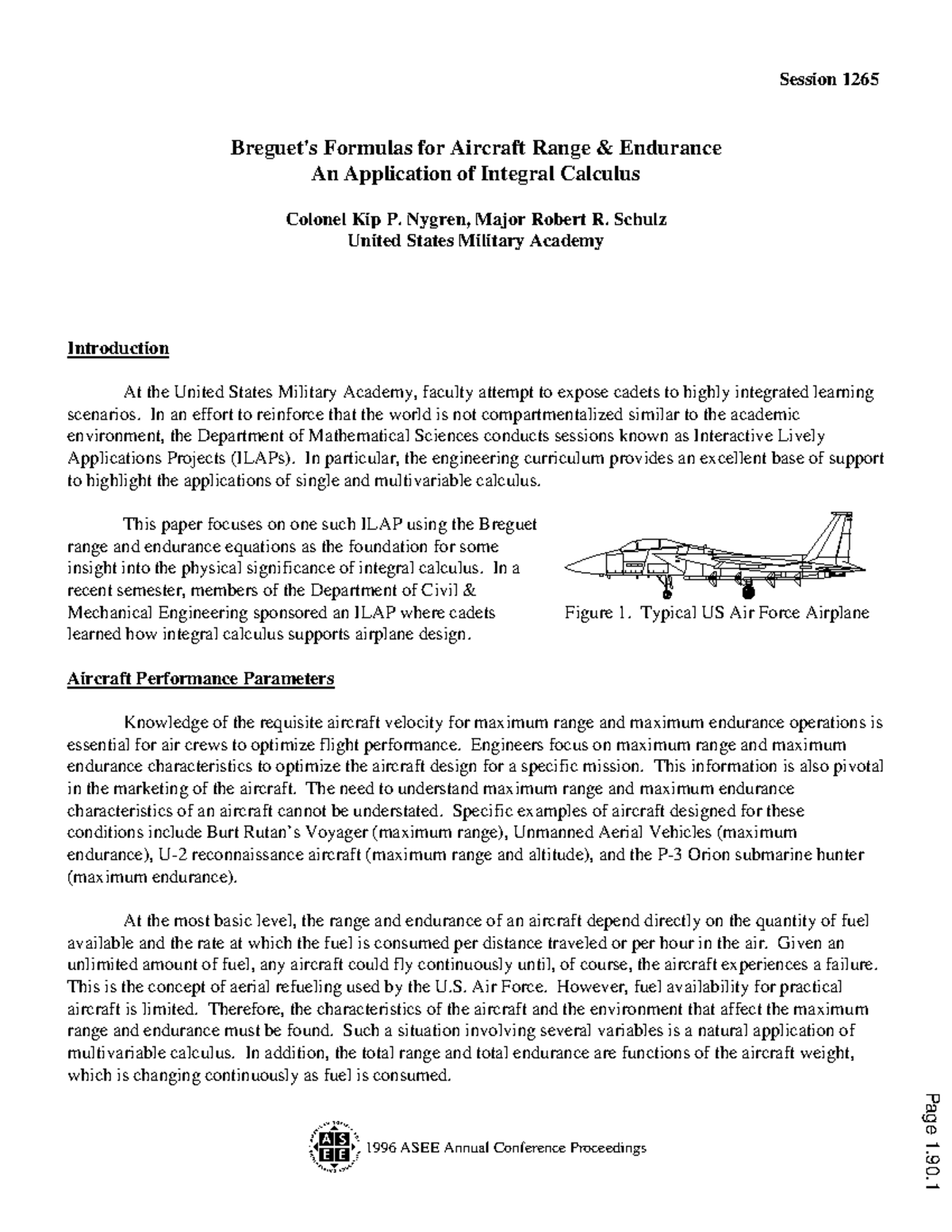 Breguet's Equations in Aircraft Range & Endurance: A Calc Application ...