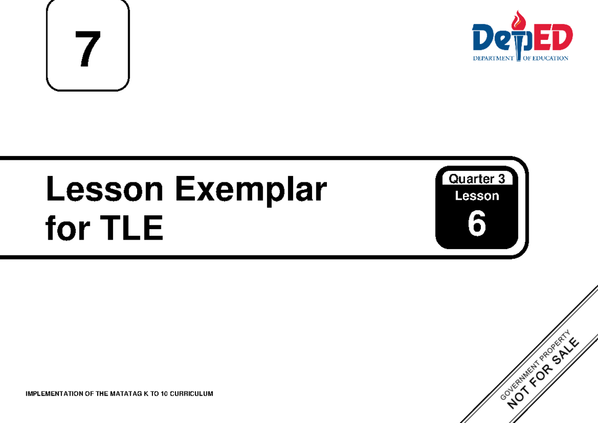 Q3 LE TLE 7 Lesson 6 Exemplar: Basic Napkin Folding Techniques - Studocu