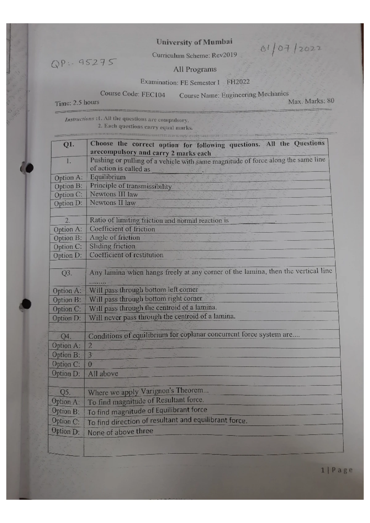 Mechanics Question bank by (MUSA) - BY MUMBAI UNIVERSITY STUDENT ...