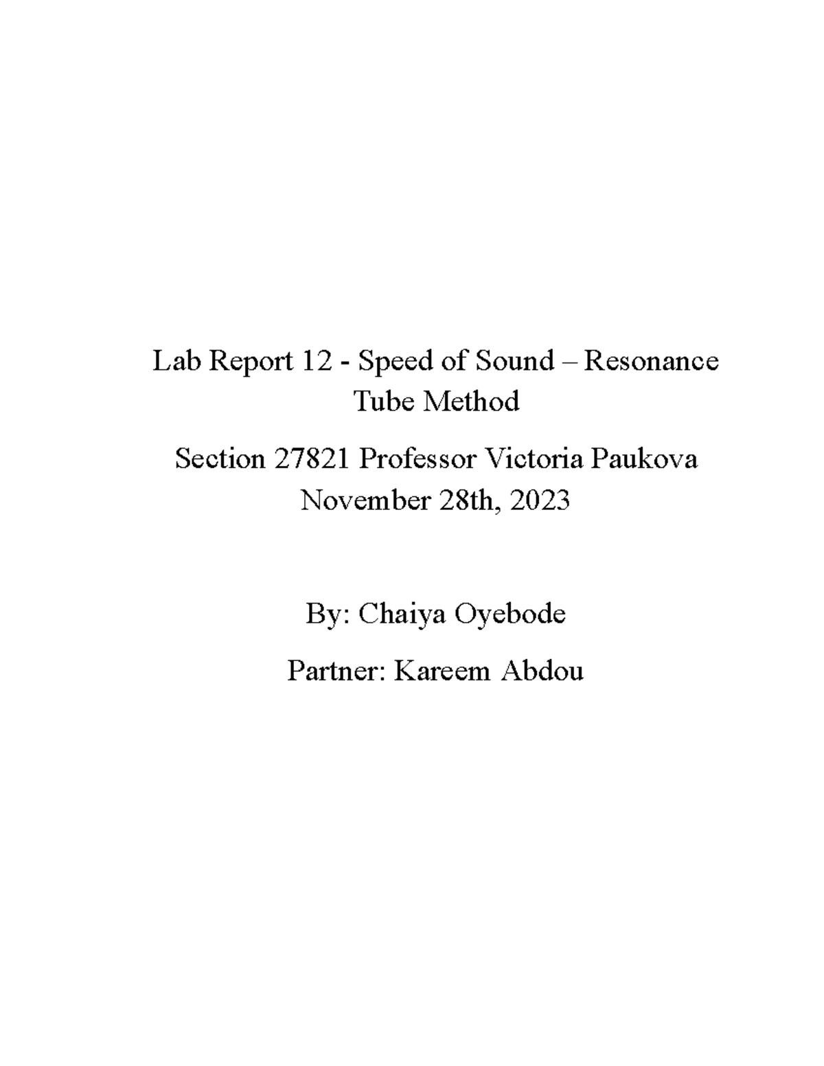 Lab Report 12 - Measuring Speed of Sound via Resonance Tube Method ...