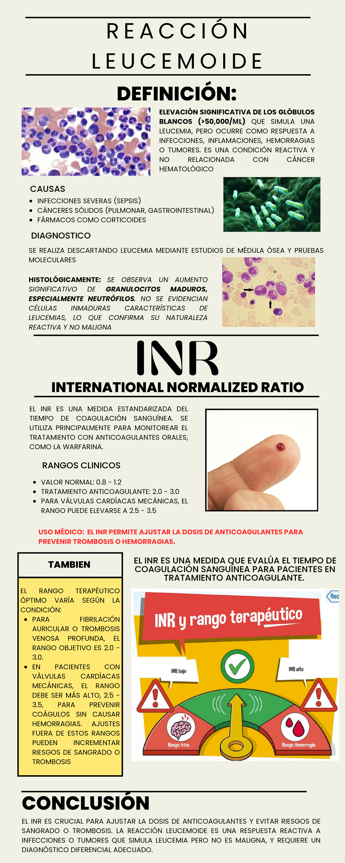 Reacción Leucemoide y Rango Terapéutico del INR en Hematología - Studocu