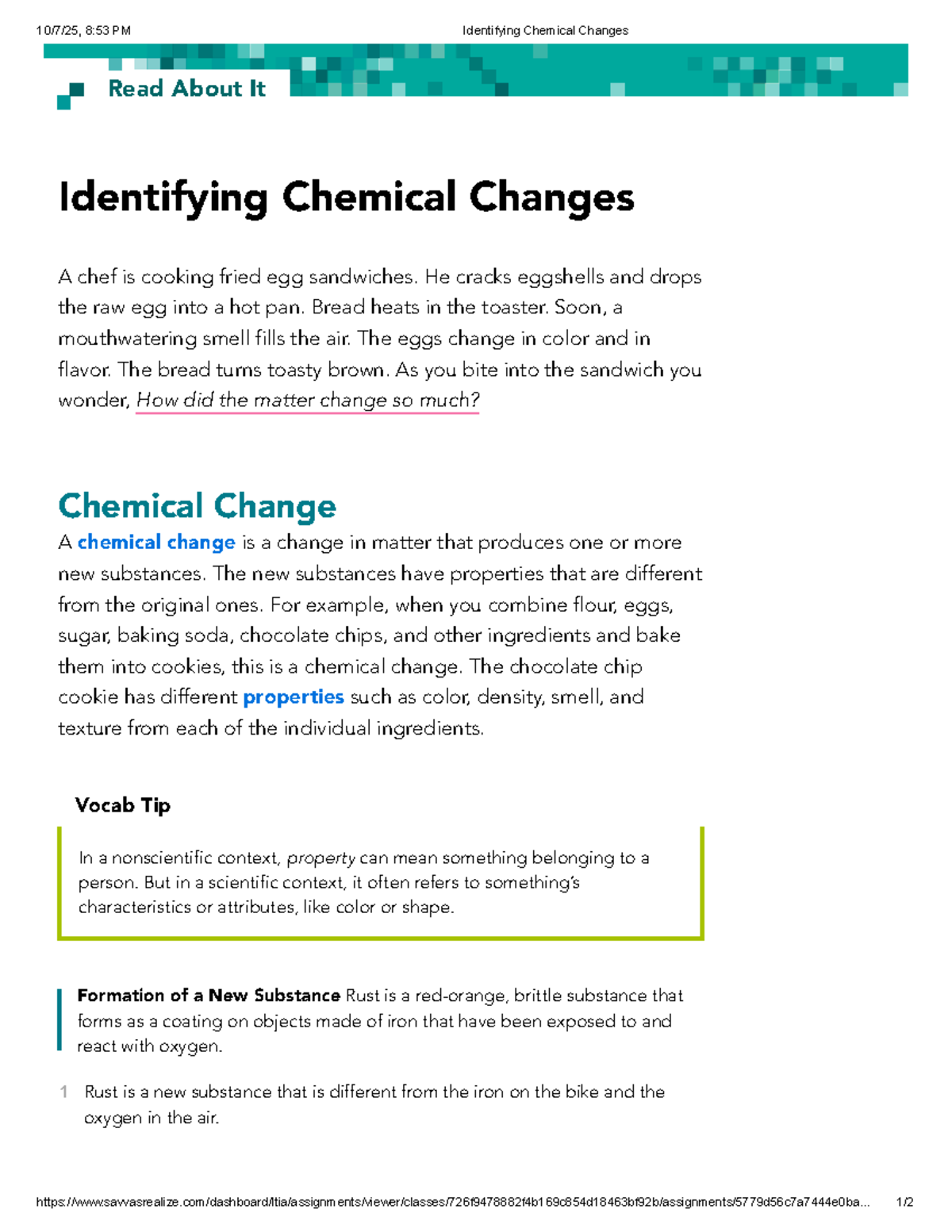 Identifying Chemical Changes in Cooking (CHEM 101) - Studocu