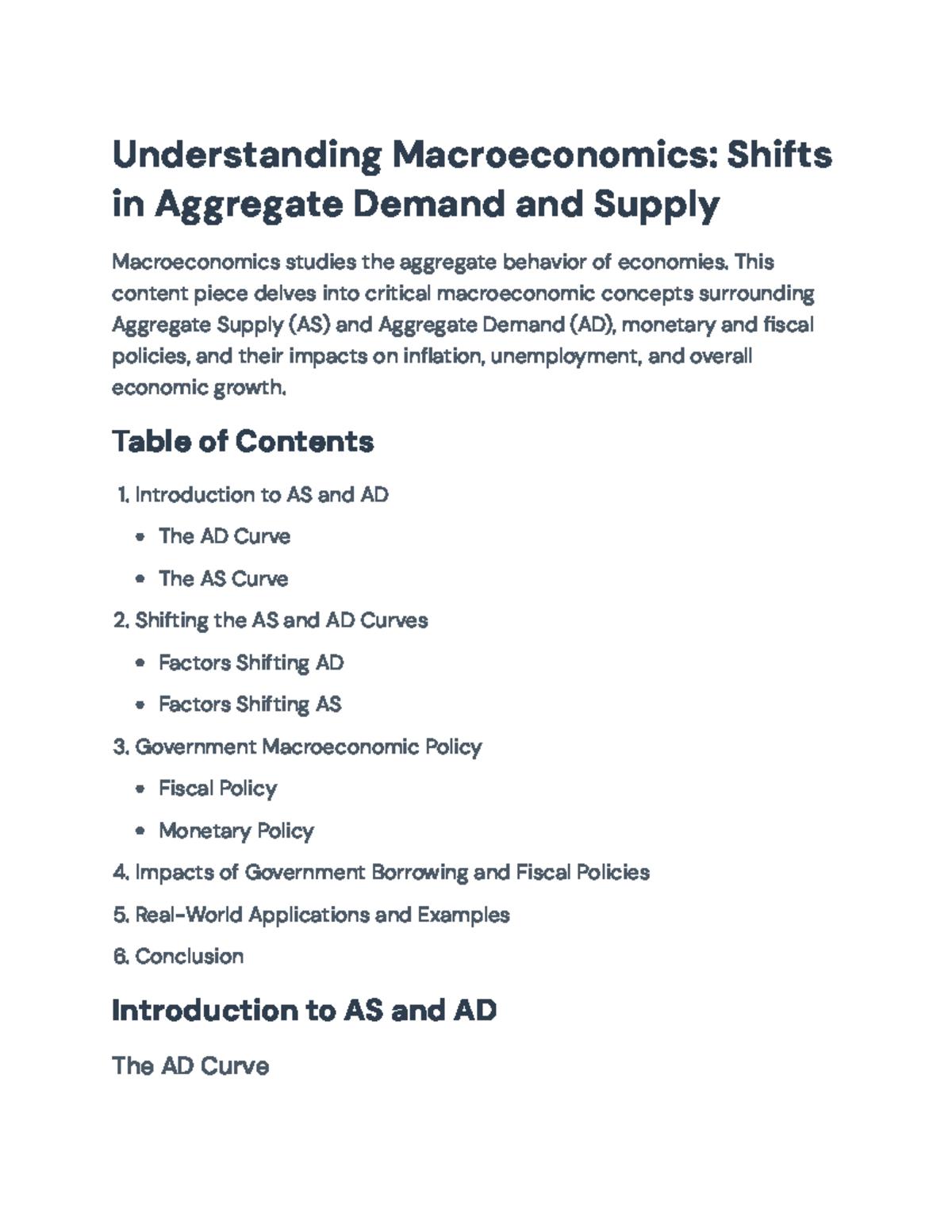Understanding Shifts in Aggregate Demand and Supply in Macroeconomics ...