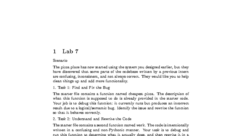 Lab 7: Debugging and Enhancing Pizza Ordering System Code - Studocu