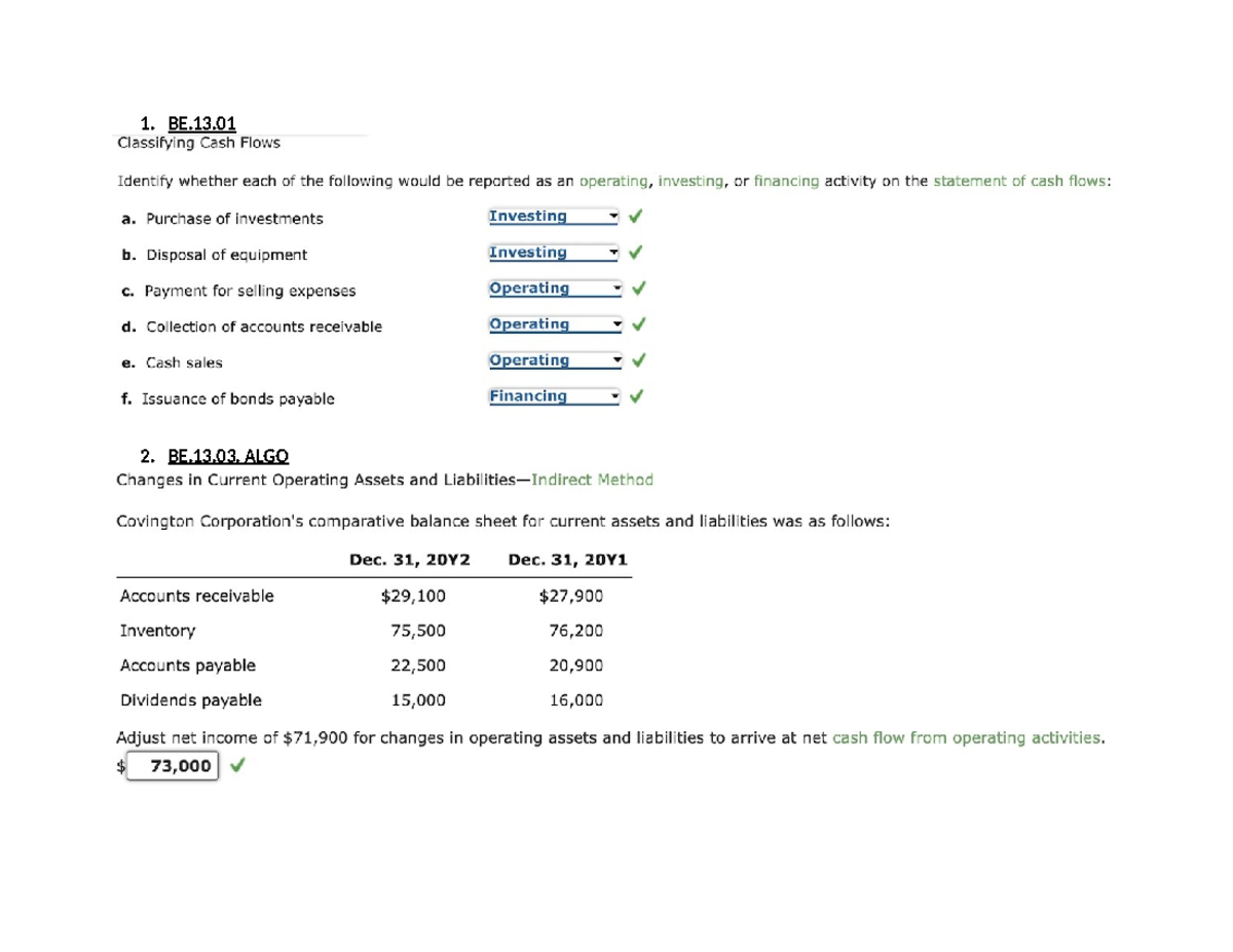 8-1 Problem Set: Module 8 - ACC 201 - 2. BE.13. ALGO BE. - Studocu