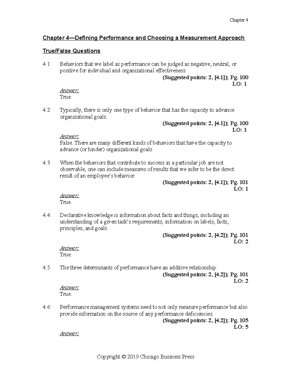 Aguinis - Performance Management, 4th Edition - Chapter 04 - Test Bank ...