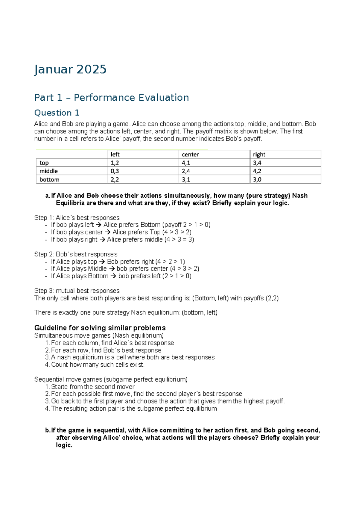 Eksamensbesvarelse 2025: Performance Evaluation & Game Theory Analysis ...