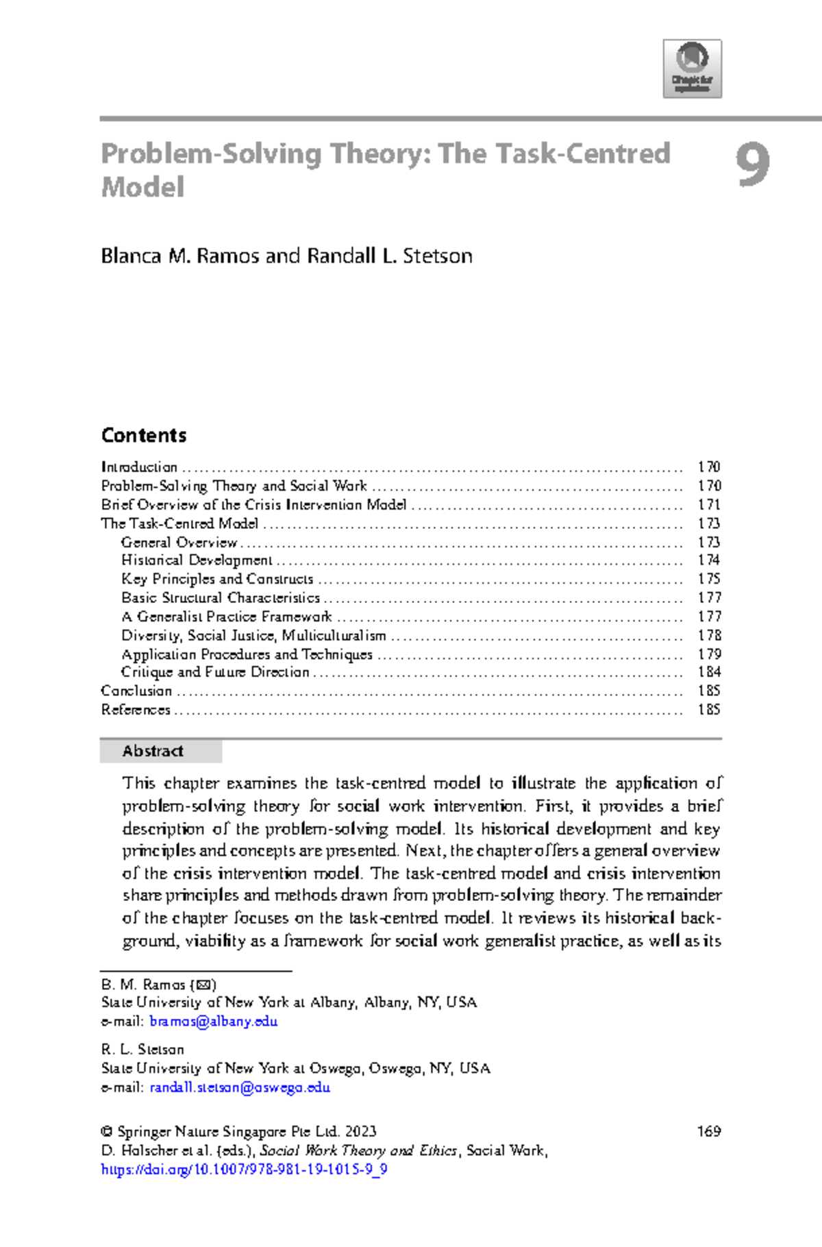 9 Theory: The Task-Centred Model in Social Work Practice - Studocu