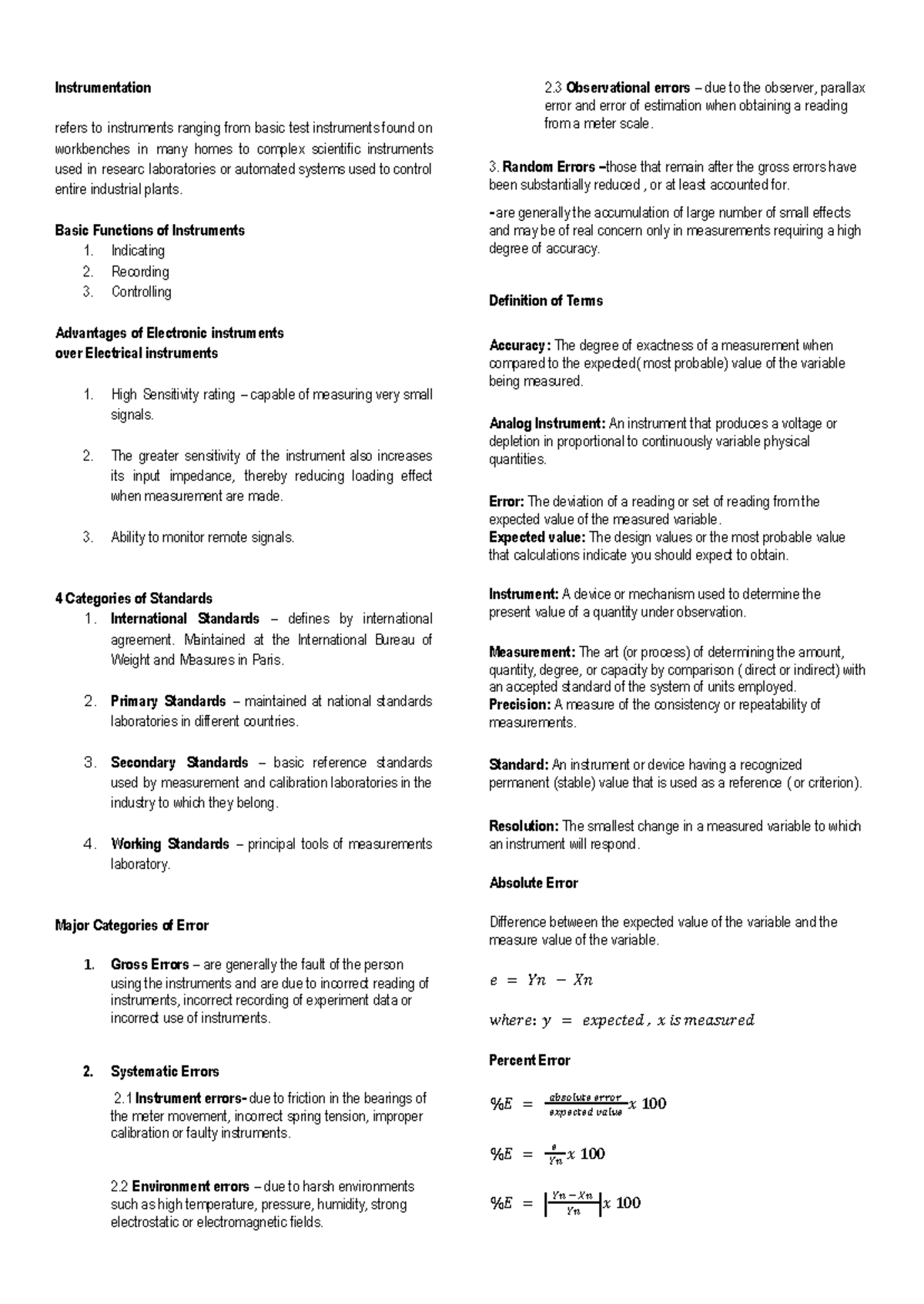 Instrumentation Overview: Functions, Standards, and Errors in ...