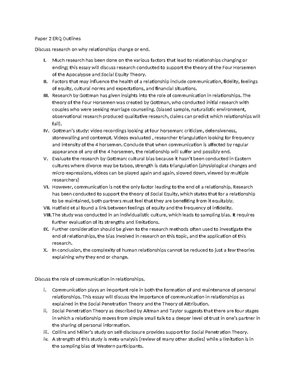 Paper 2 ERQ Outlines - Paper 2 ERQ Outlines Discuss research on why ...