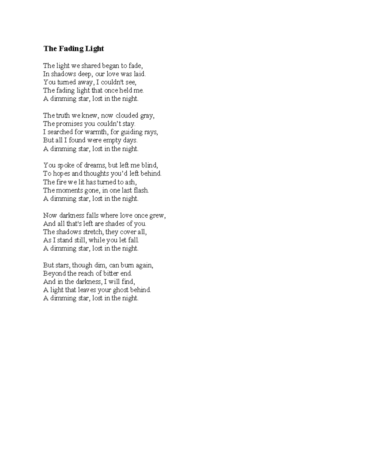 The Fading Light - Poem Analysis and Insights - Studocu
