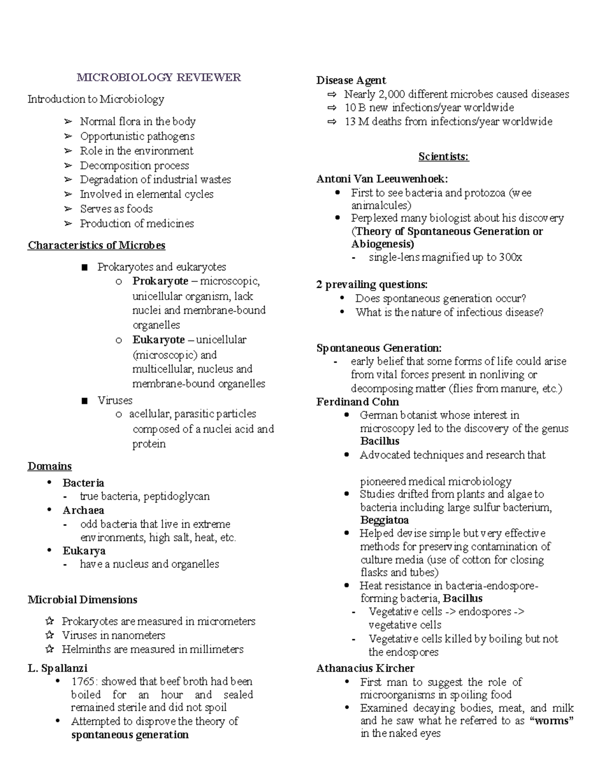 Microbiology Reviewer 3.2: Key Concepts and Disease Overview - Studocu