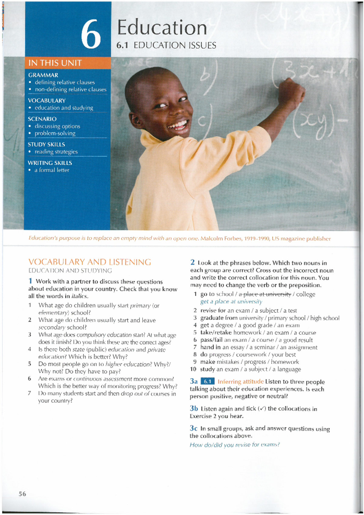 LL New Inter Unit 6: Education and Study Skills Overview - Studocu