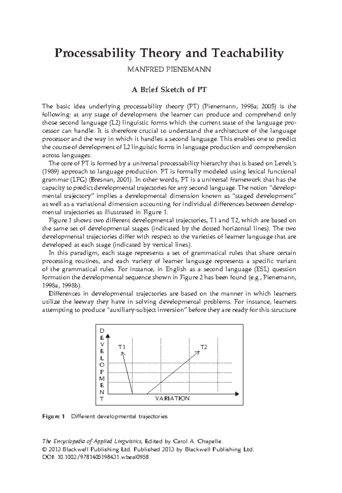 PT and Teachability: A Brief Overview of Processability Theory - Studocu