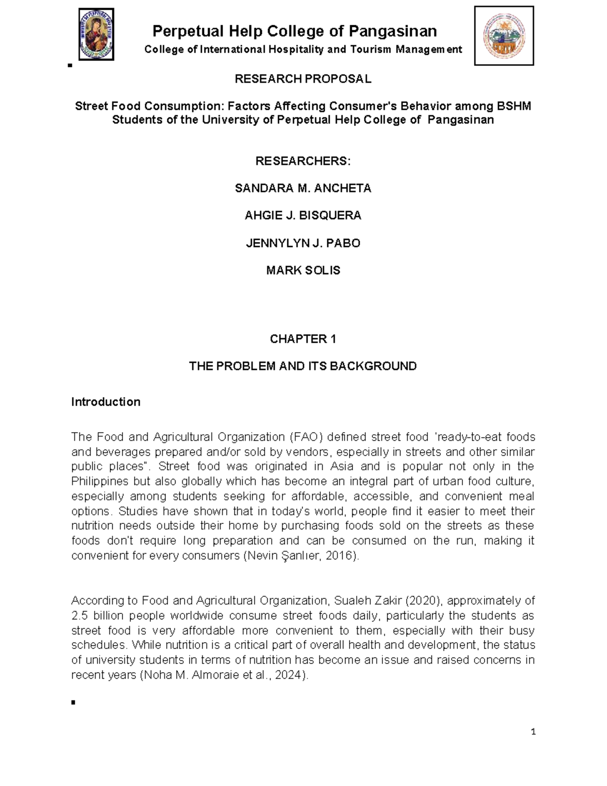 Factors Influencing Street Food Consumption Among BSHM Students - Studocu