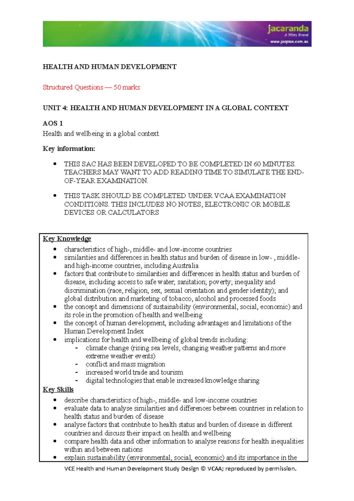 Unit 4 AOS1 SAC - VCE hhd - Studocu