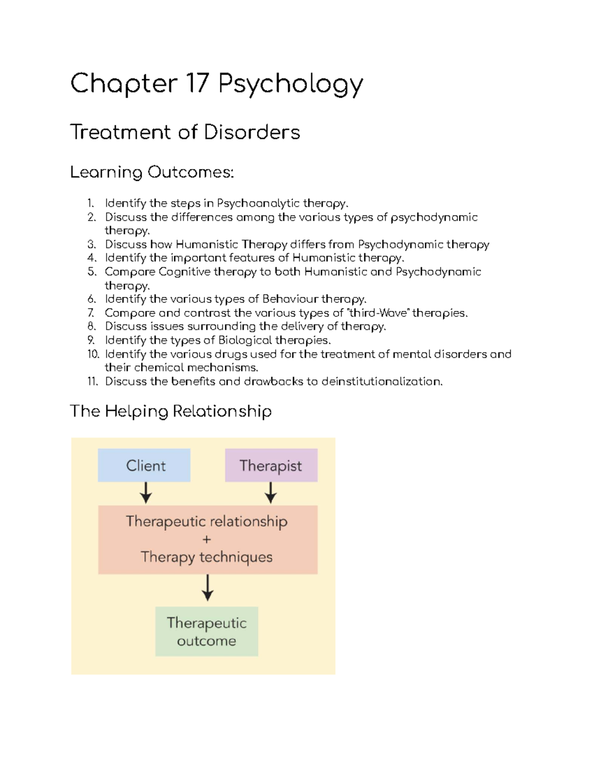 Chapter 17 PSY 101: Treatment of Psychological Disorders Overview - Studocu