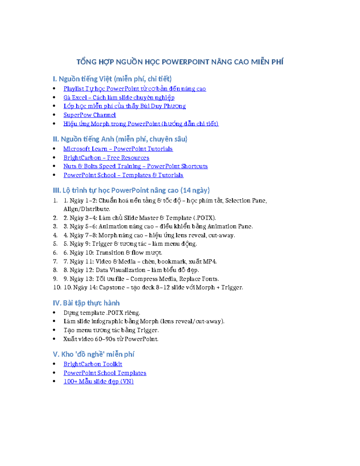 Tổng Hợp Tài Nguyên Học PowerPoint Nâng Cao Miễn Phí - Studocu