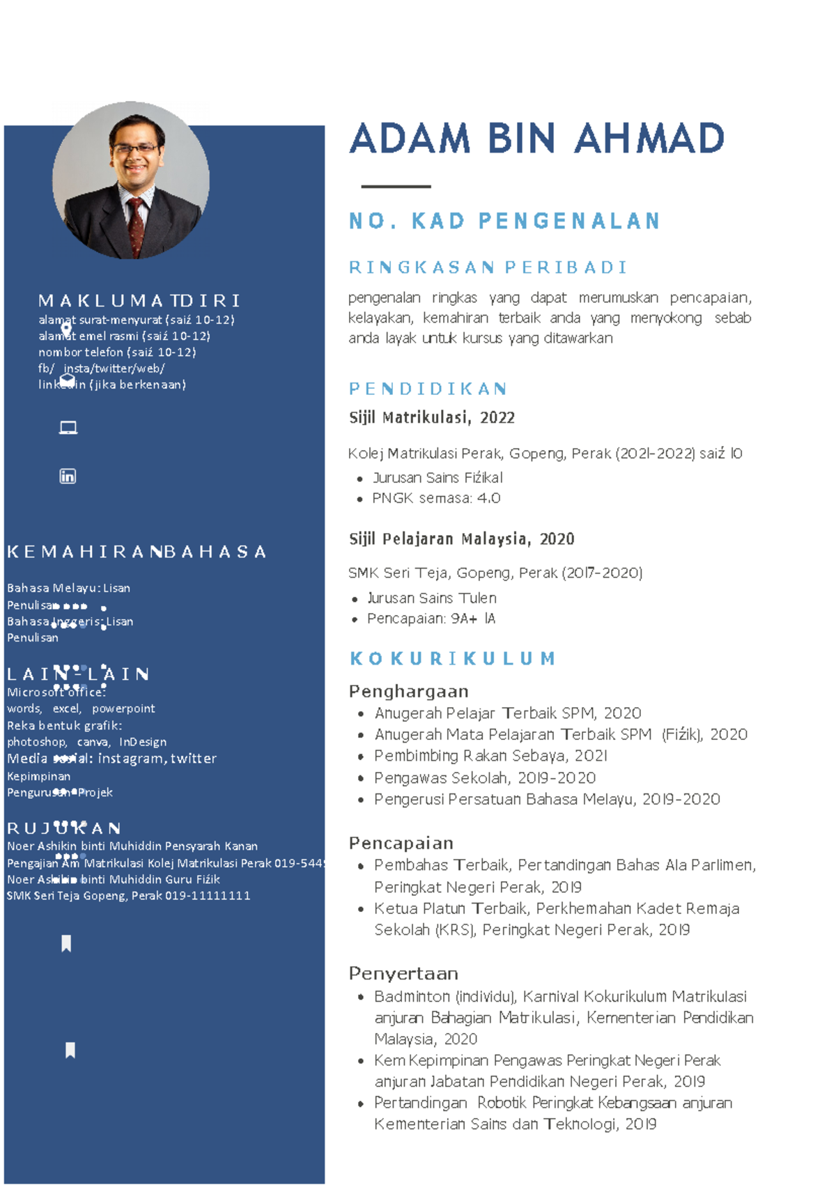 Template Contoh Resume Pelajar Matrikulasi: Persiapan Kerja 2023 - Studocu