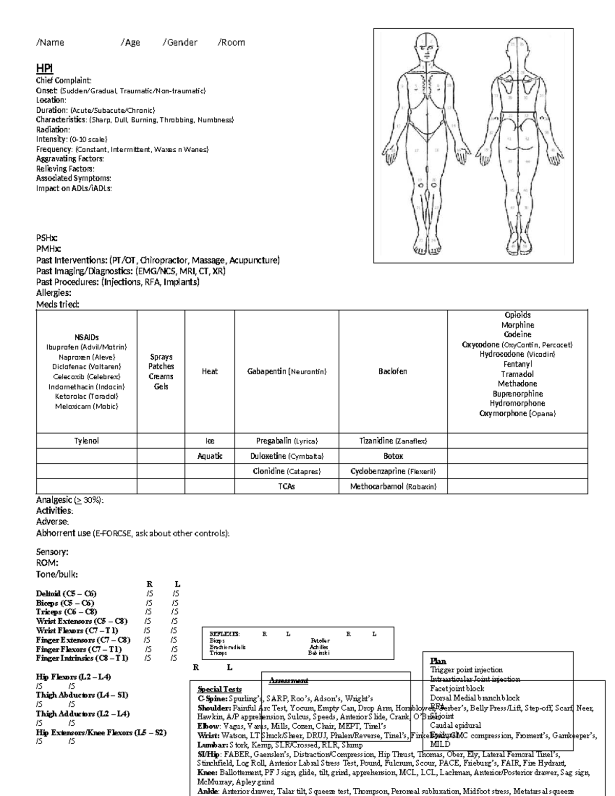 HPI Chief Complaint: Pain Exam for MSK Rotation Analysis - Studocu