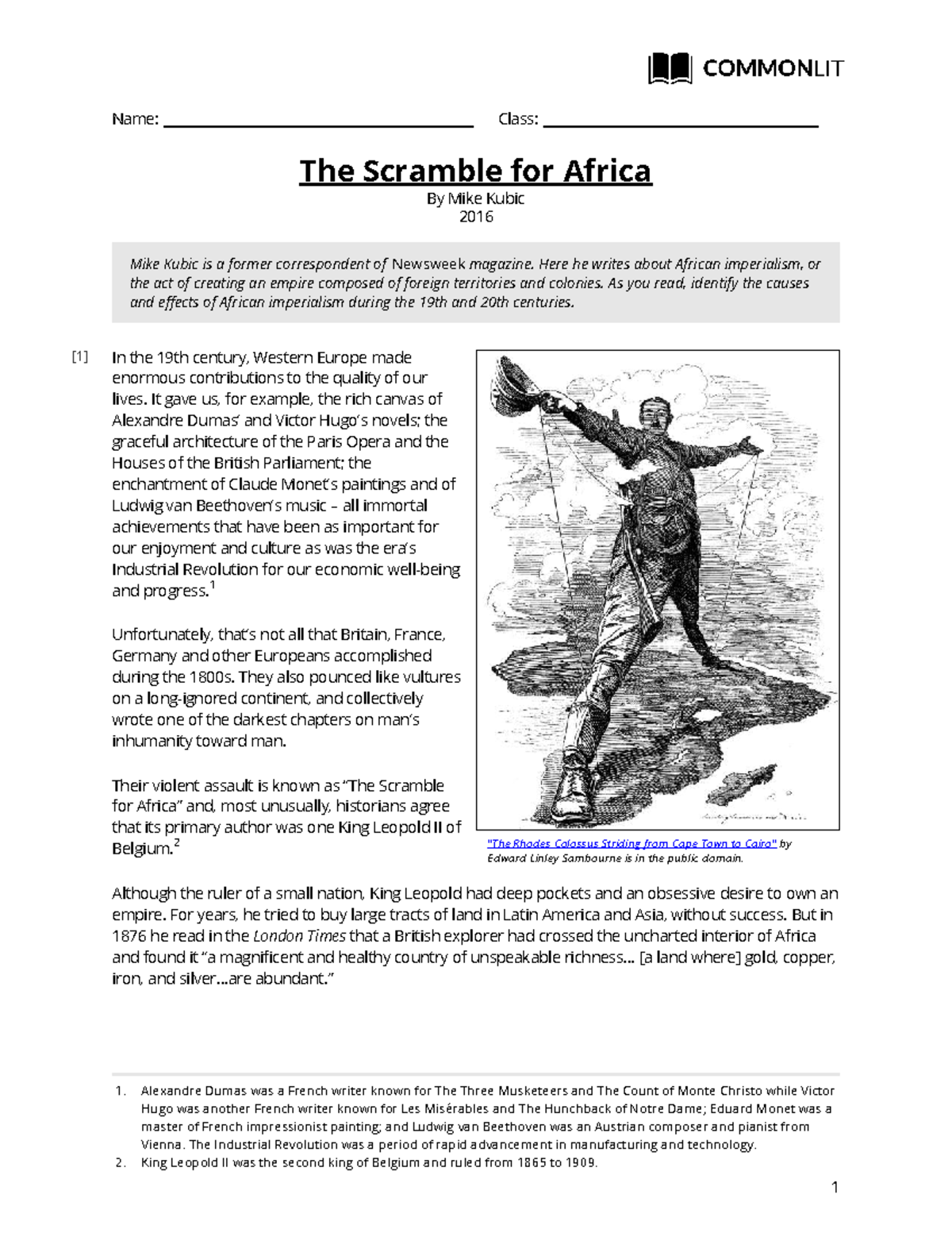 The Scramble for Africa: Causes and Effects of Imperialism (HIST 101 ...