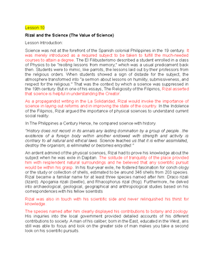 Rizal - Lesson 11: The Art of Rizal - Lesson 11 The Art of Rizal Lesson ...