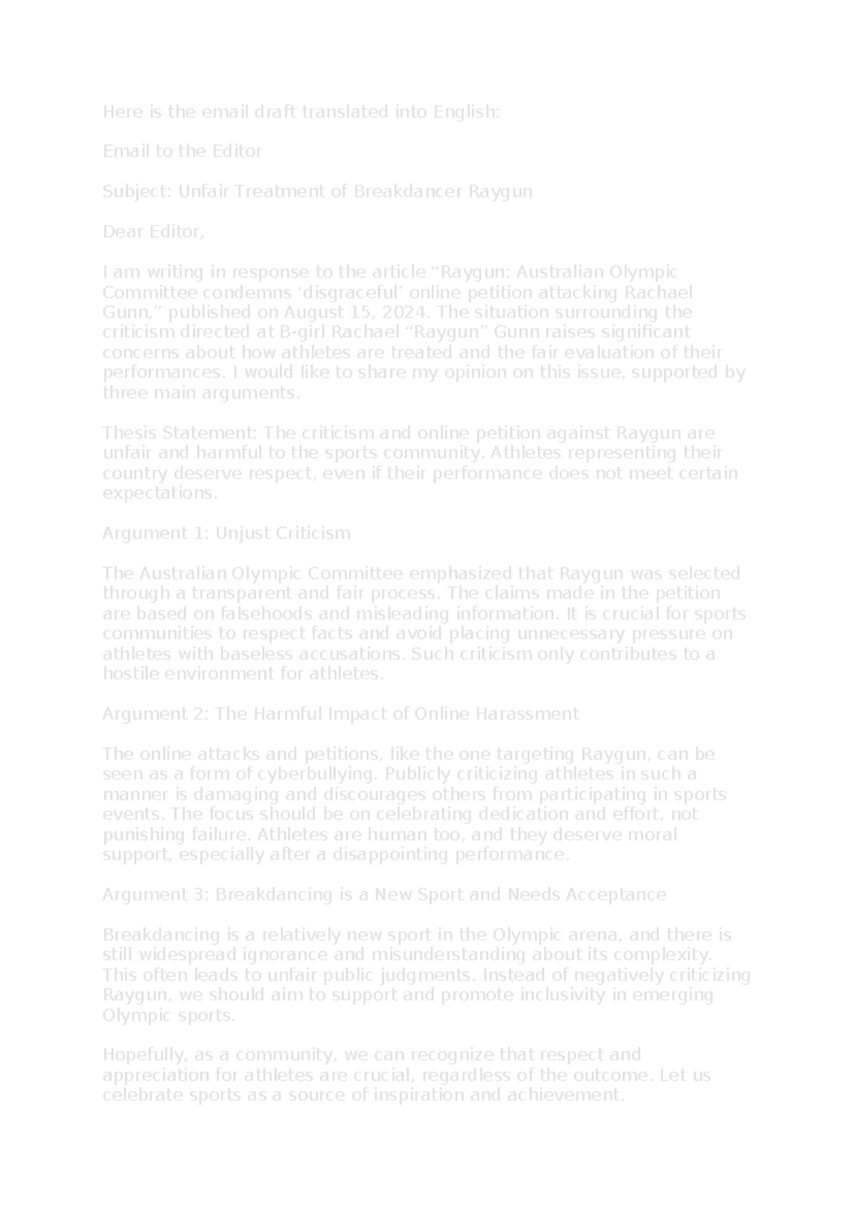 Engels Writing Test: Email Drafts on Sports and Surgery Issues - Studocu