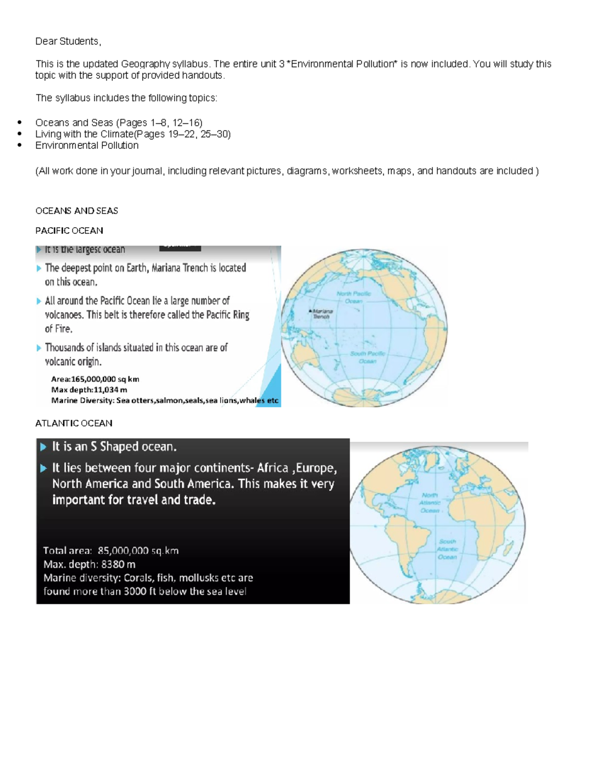 Geography - Geo - Dear Students, This is the updated Geography syllabus ...