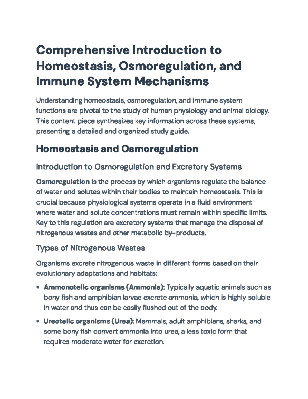 Comprehensive Study of Homeostasis and Immune System Mechanisms ...