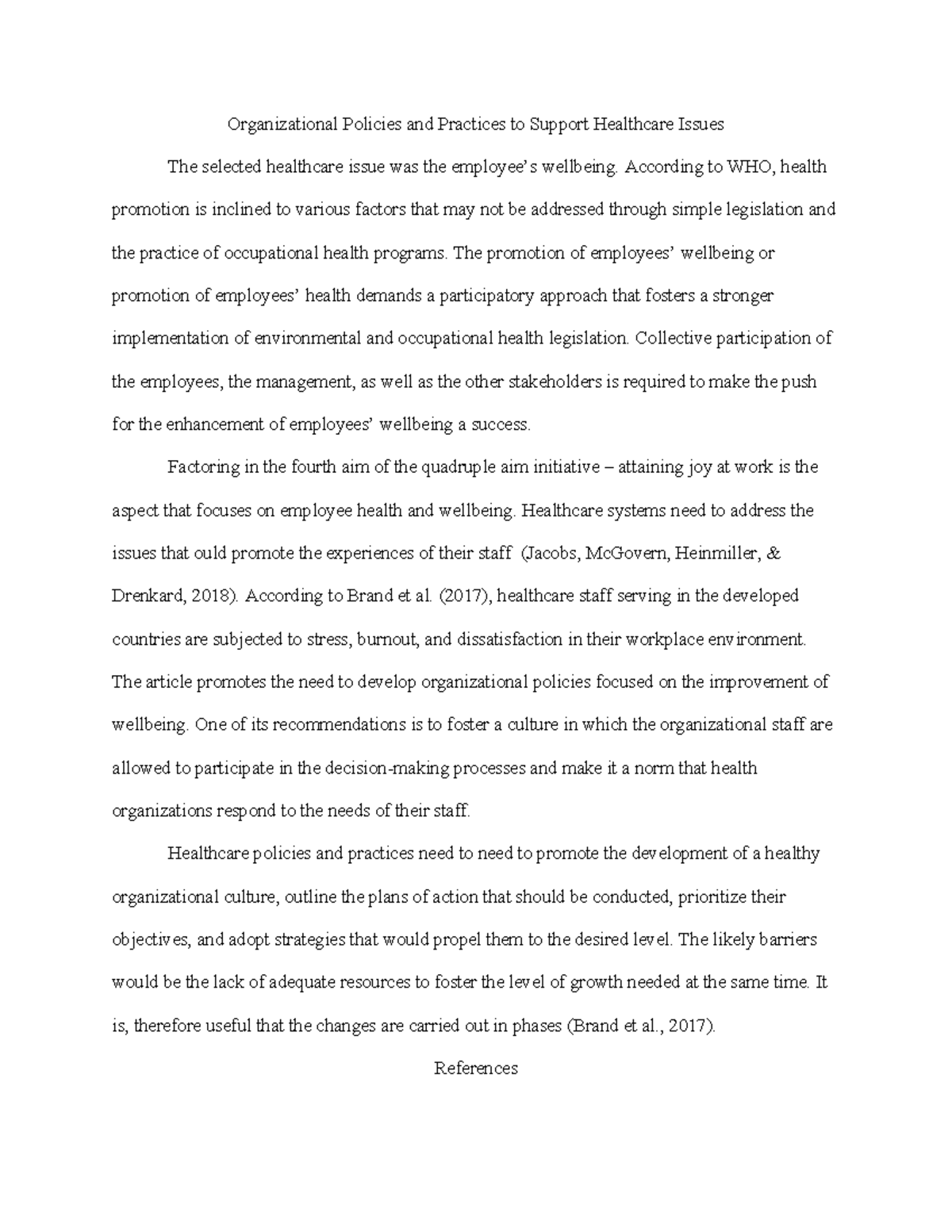 Organizational Policies for Enhancing Employee Wellbeing in Healthcare ...