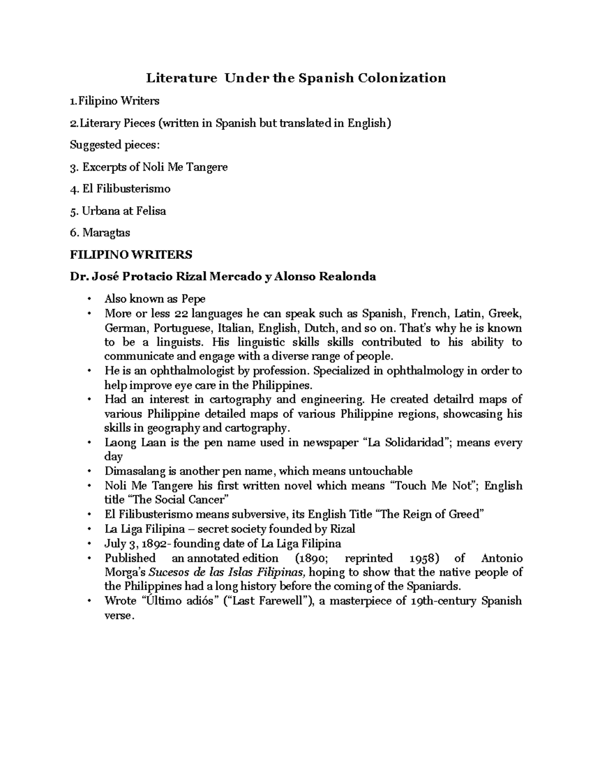 Literature During the Spanish Colonial Era in the Philippines (LIT101 ...