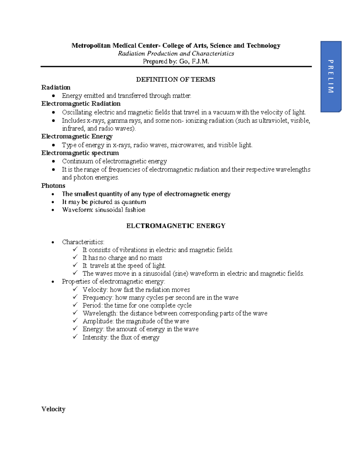 Handout#2 - LECTURE - Metropolitan Medical Center- College of Arts ...