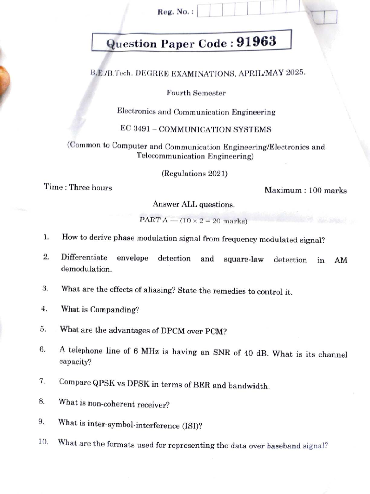 II ECE EC3491 CS Final Exam QP 2025 April-May - Studocu