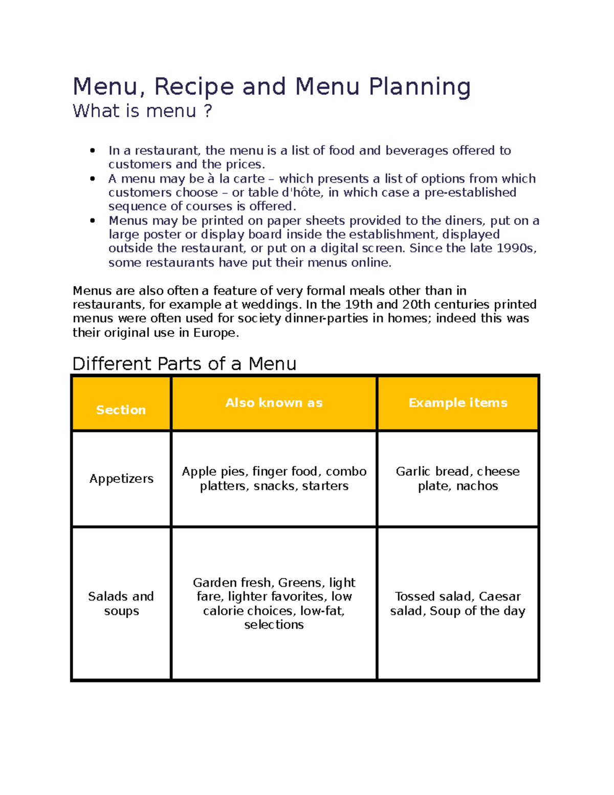 Menu Planning & Recipe Development Guide: 7MENU - Studocu