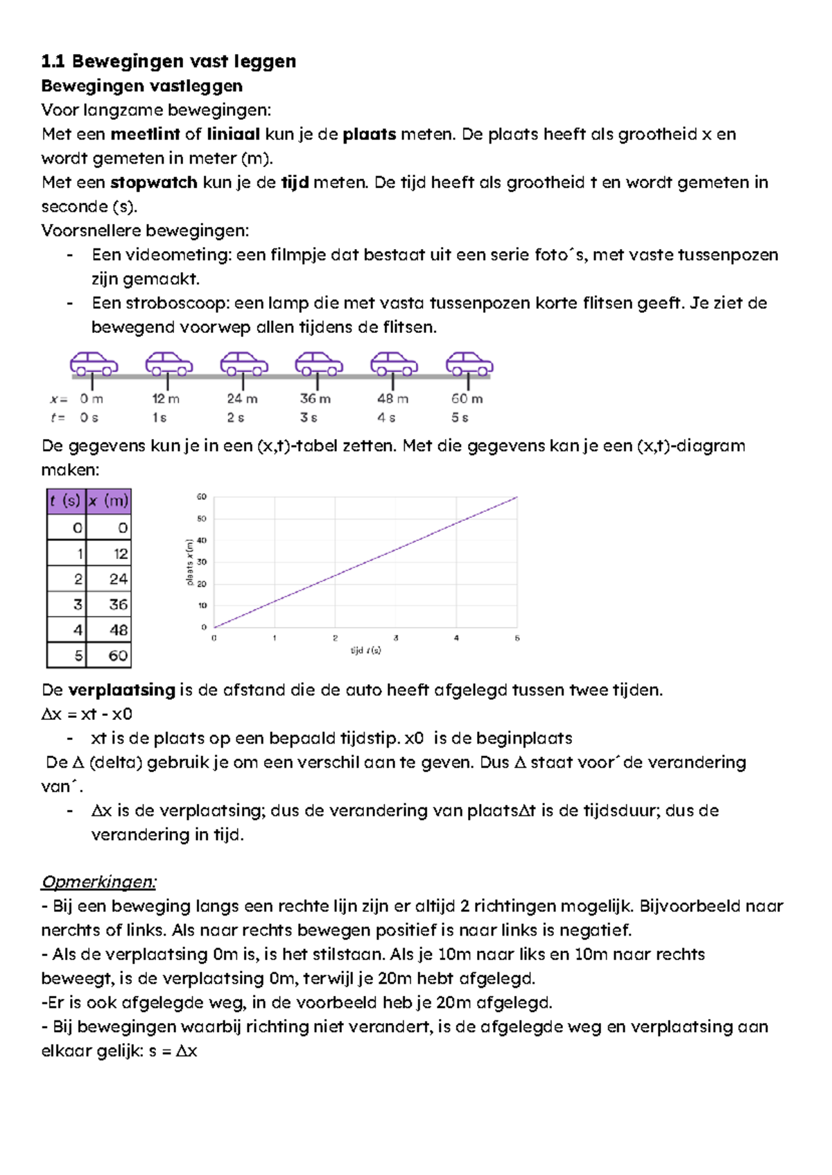 Natuurkunde - HST 1: Beweging en Versnelling in Beeld - Studeersnel