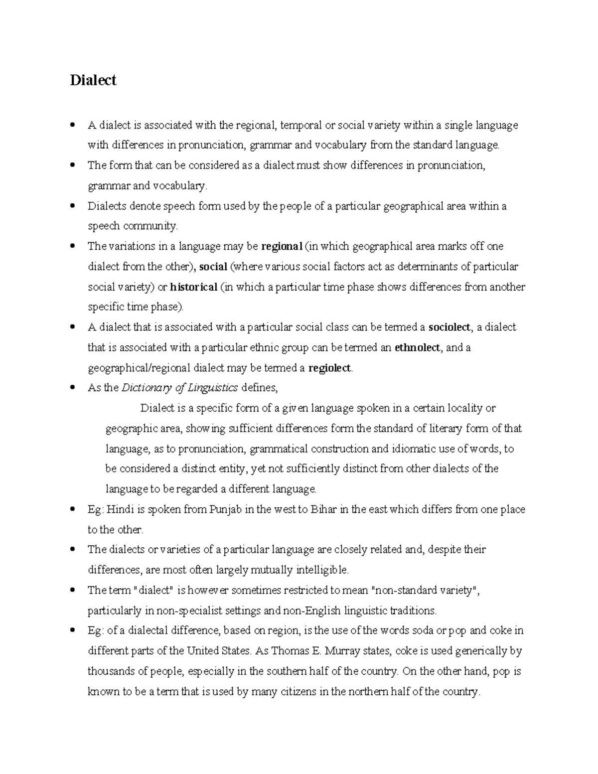 Dialect, Sociolect, Idiolect: Linguistic Variations Explained - Studocu