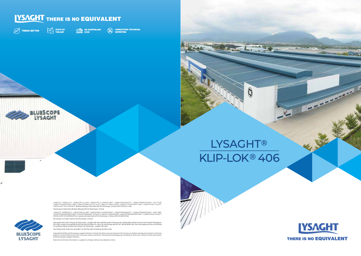 LYSAGHT® KLIP-LOK® 406 Product Brochure and Installation Guide - Studocu