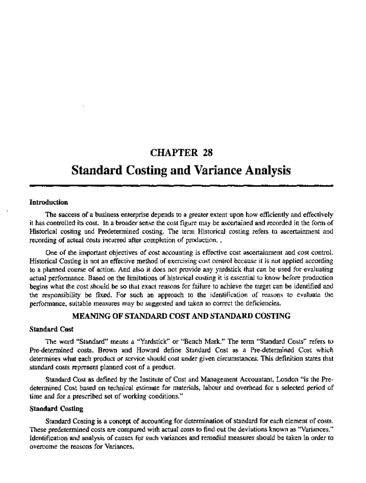 Standard Costing & Variance Analysis: Chapter 28 Overview - Studocu
