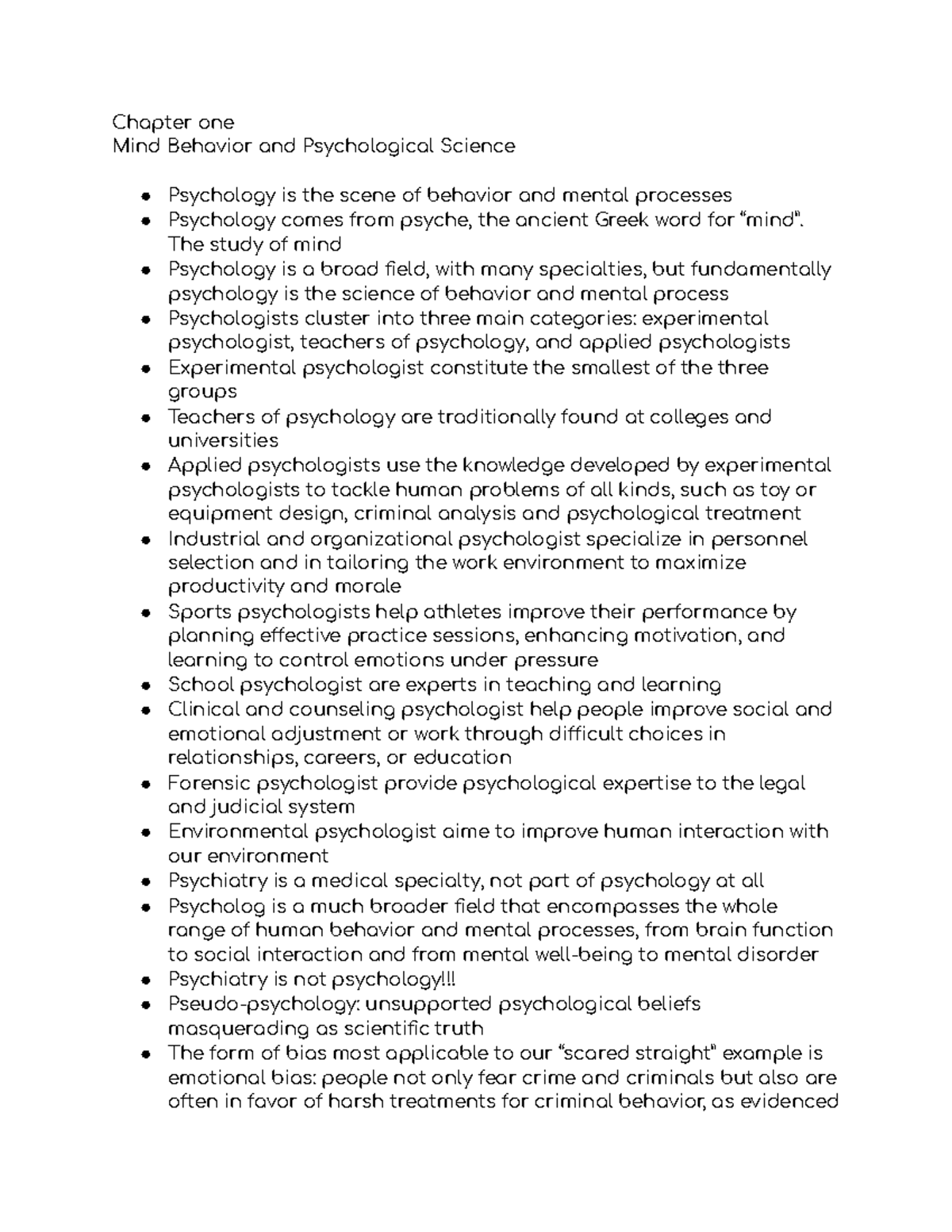 Psychology 101: Chapter 1 - Mind, Behavior, and Psychological Science ...