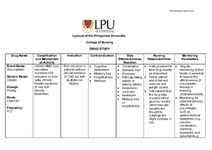 Erceflora - Drug Study - MS-Clinical Form 014 Lyceum of the Philippines ...