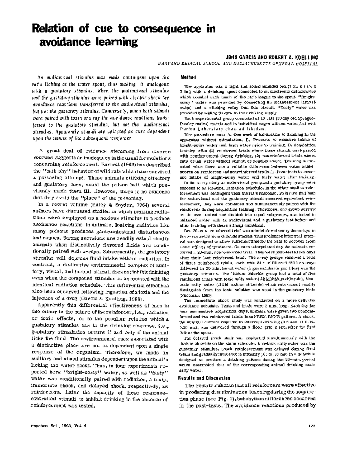 Final Exam Study Notes for Course P29: Avoidance Learning Insights ...