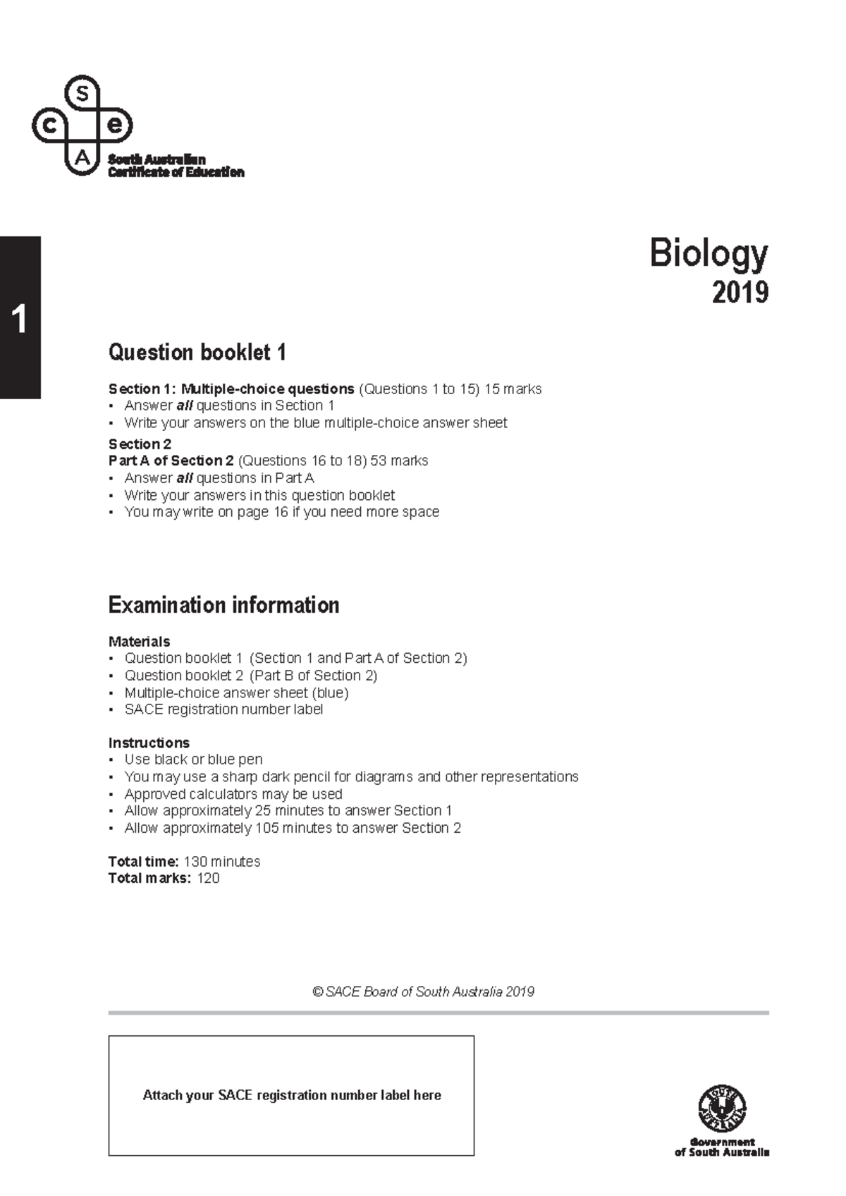 2019 Biology 2nd Exam Paper - Multiple Choice & Short Answer - Studocu