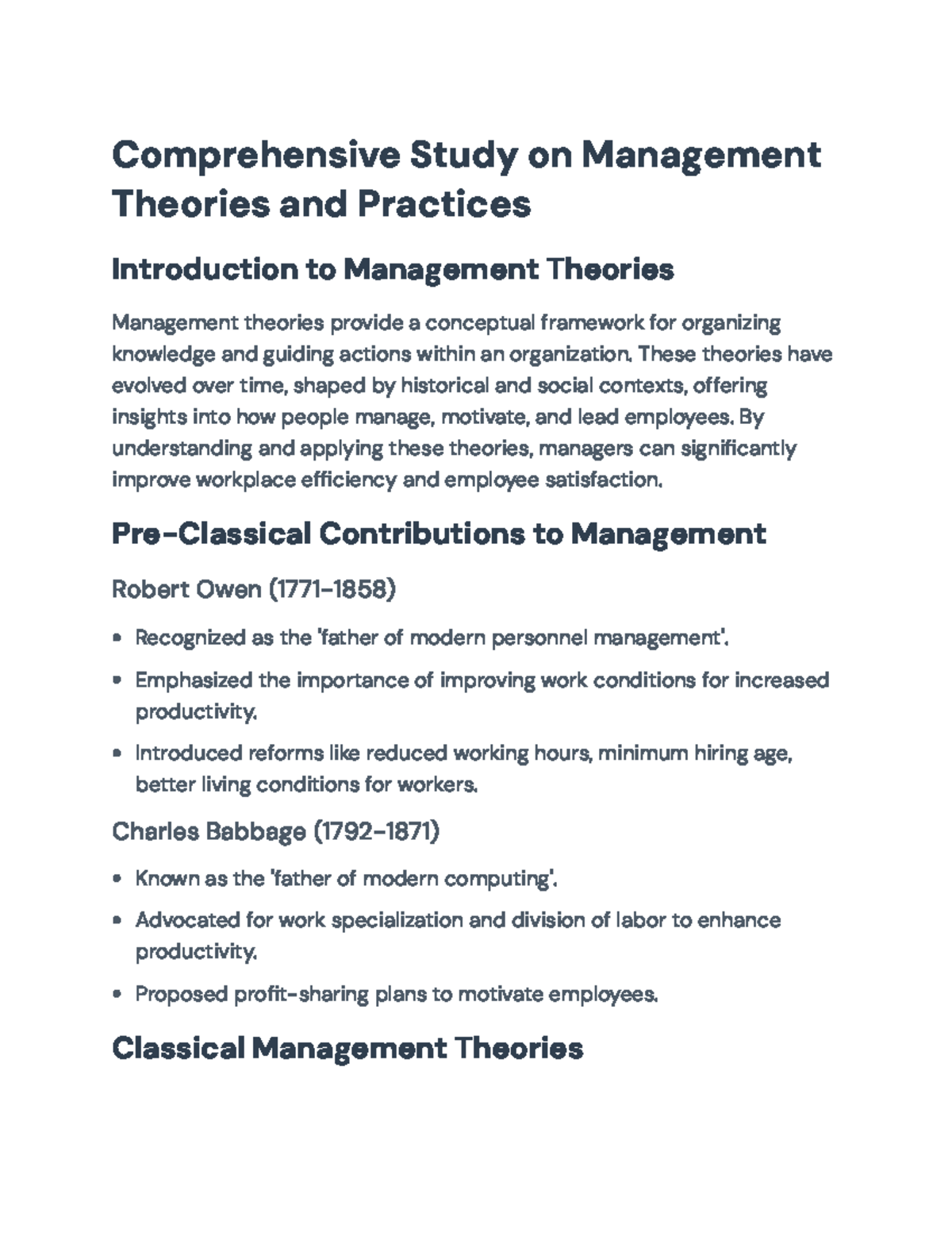 Comprehensive Study on Management Theories and Practices ...