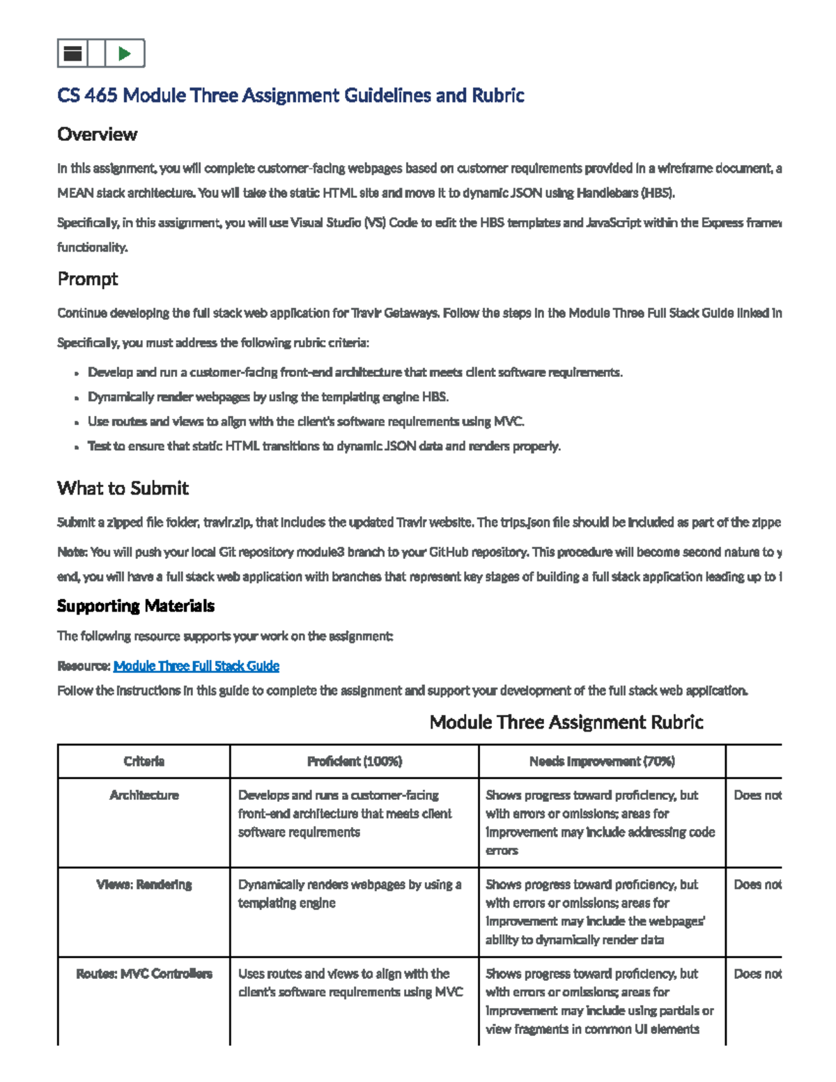 CS 465 Module 03 Assignment: Full Stack Web App Development - Studocu