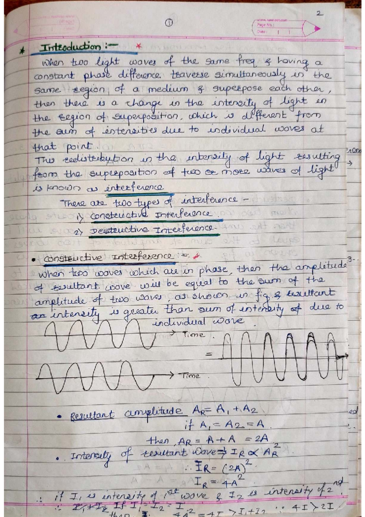 Interference of Light Waves: Concepts and Applications (PHYS 9009 ...