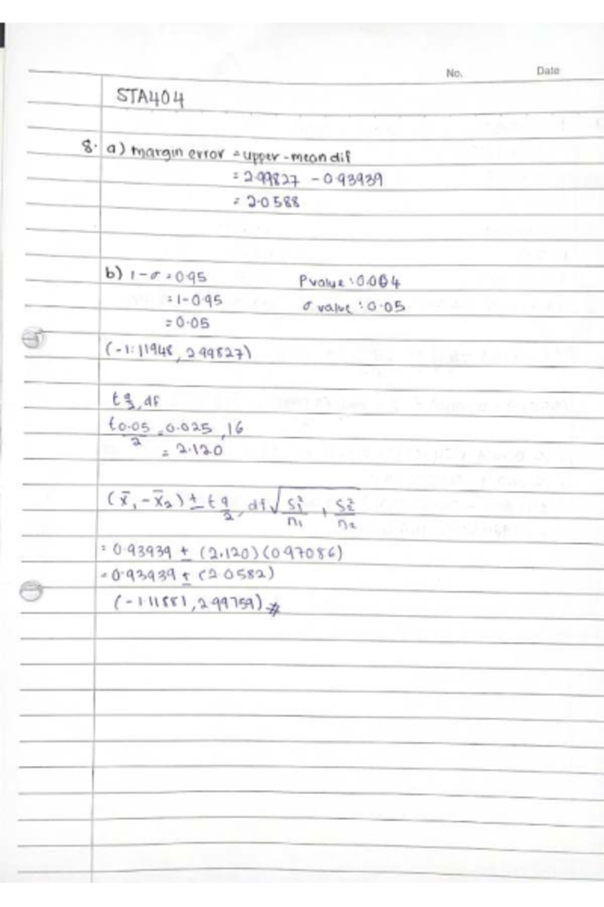 STA404 Final Exam Analysis of Statistical Results and P-Values - Studocu