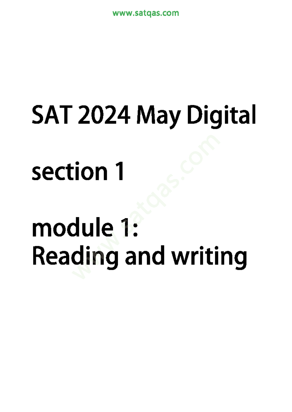SAT 2024 May Digital Section 1: Reading & Writing Review Notes - Studocu